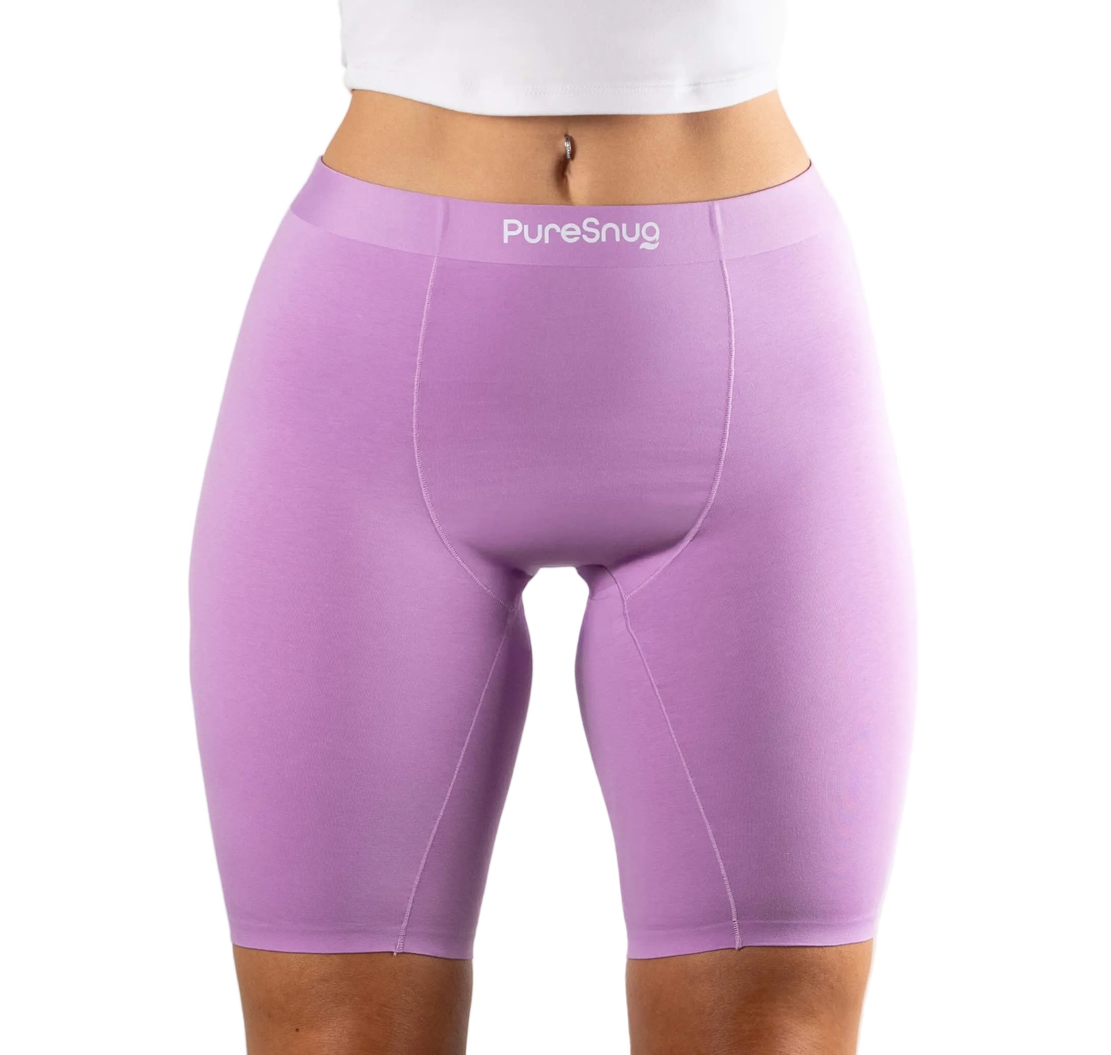 Orchid (8" inseam) High-Waisted Cotton Biker Briefs by Pure Snug